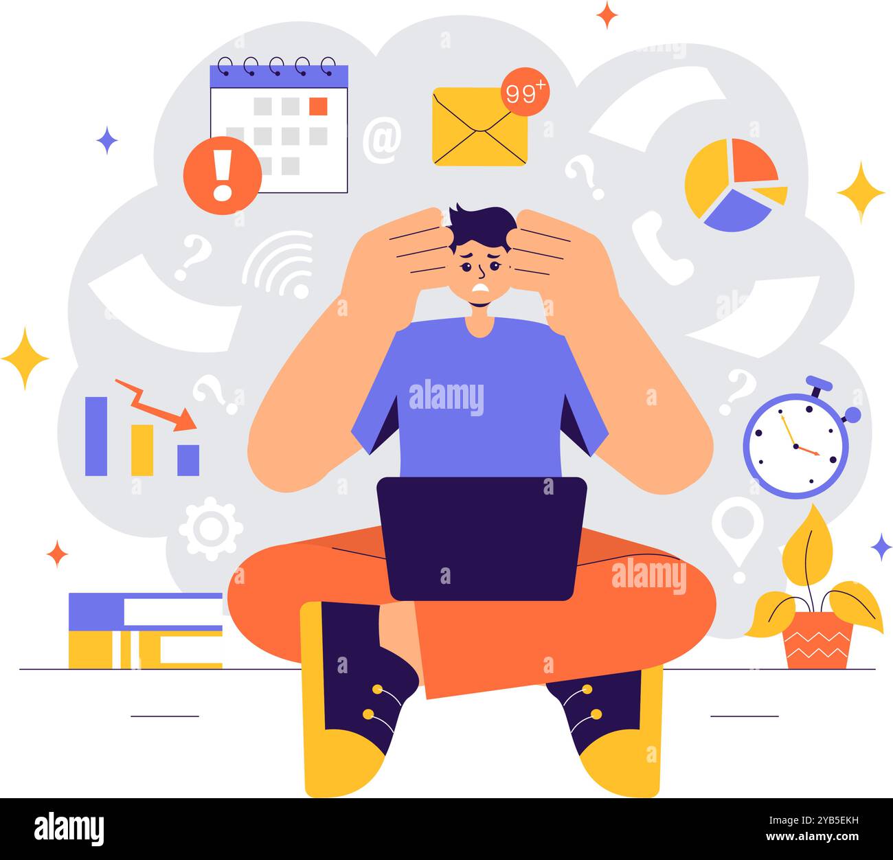 Overloading Vector Illustration of a Busy Employee Multitasking to ...