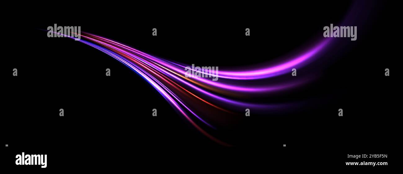 Glowing neon light splash background. Bright pink purple speed line ...