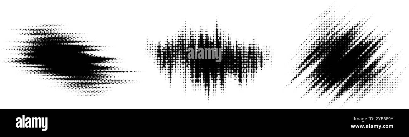 Glitch halftone line element set. Dotted texture geometric form ...