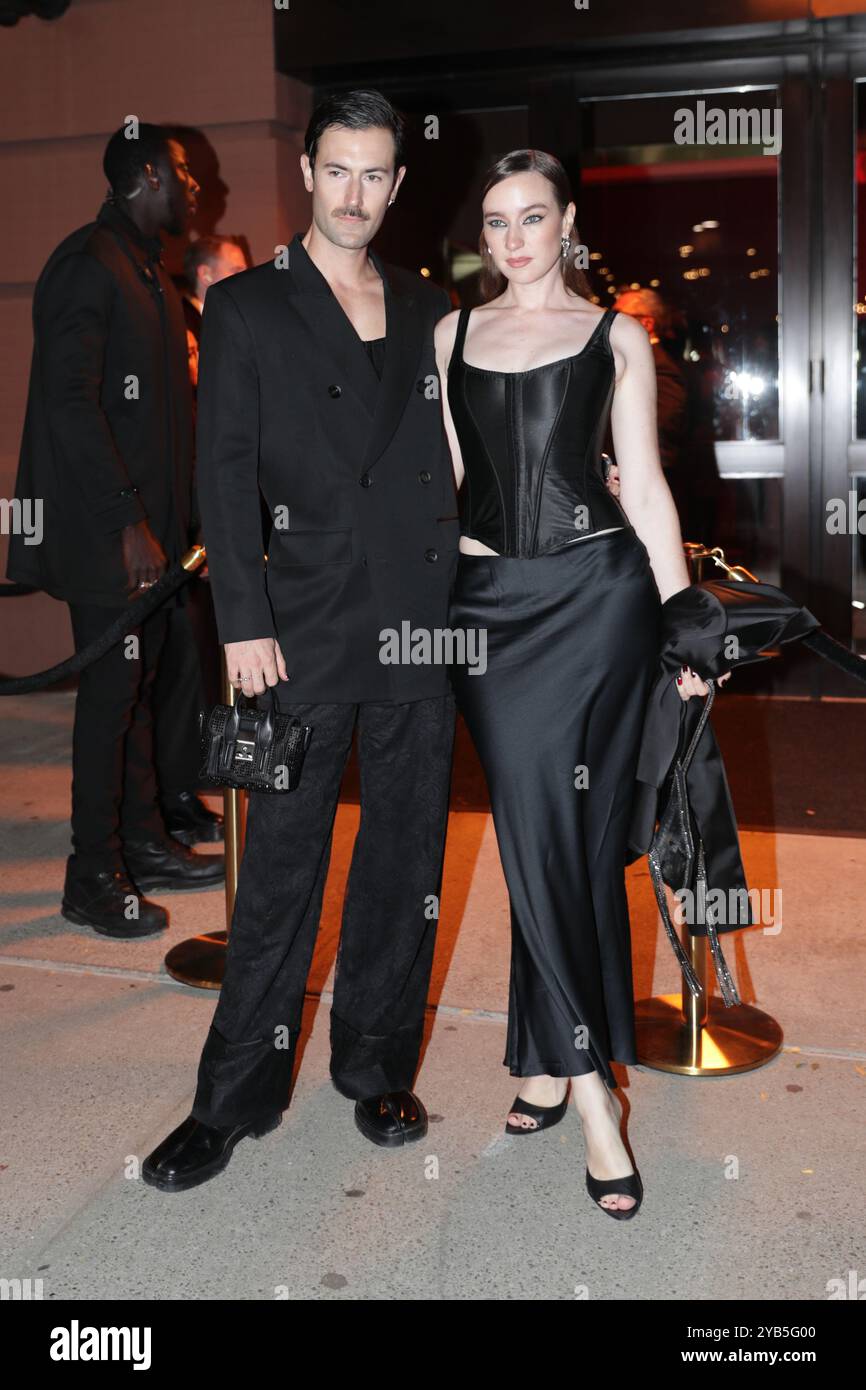 NEW YORK - OCTOBER 15: Nelson Tiberghien and Isabelle Chaput is seen ...