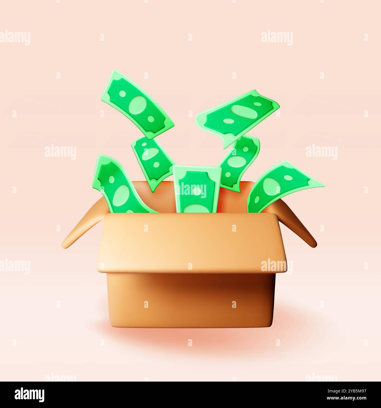 3D cardboard box with dollars inside Stock Vector Image & Art - Alamy