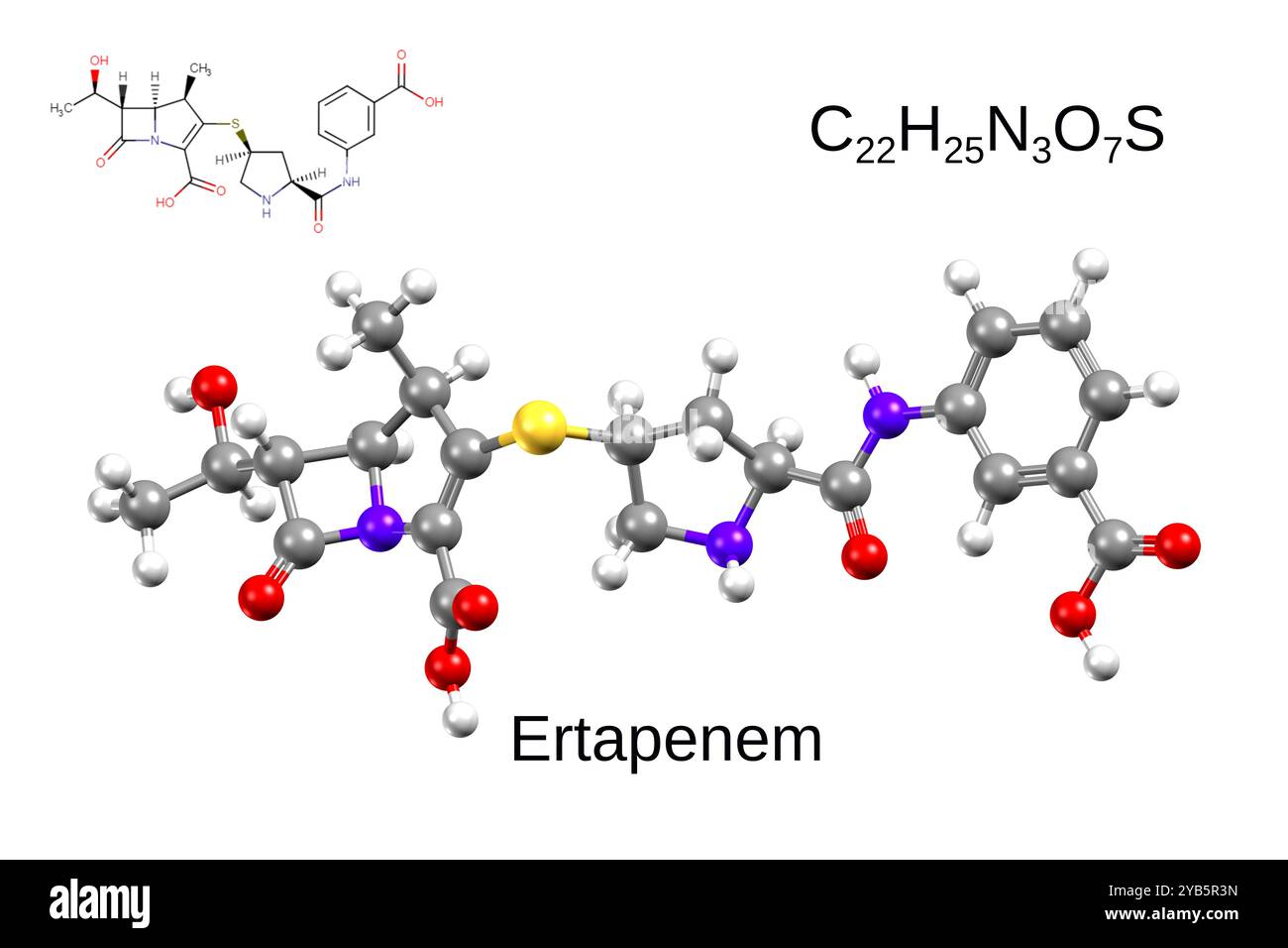 Chemical formula, structural formula and 3D ball-and-stick model of ...