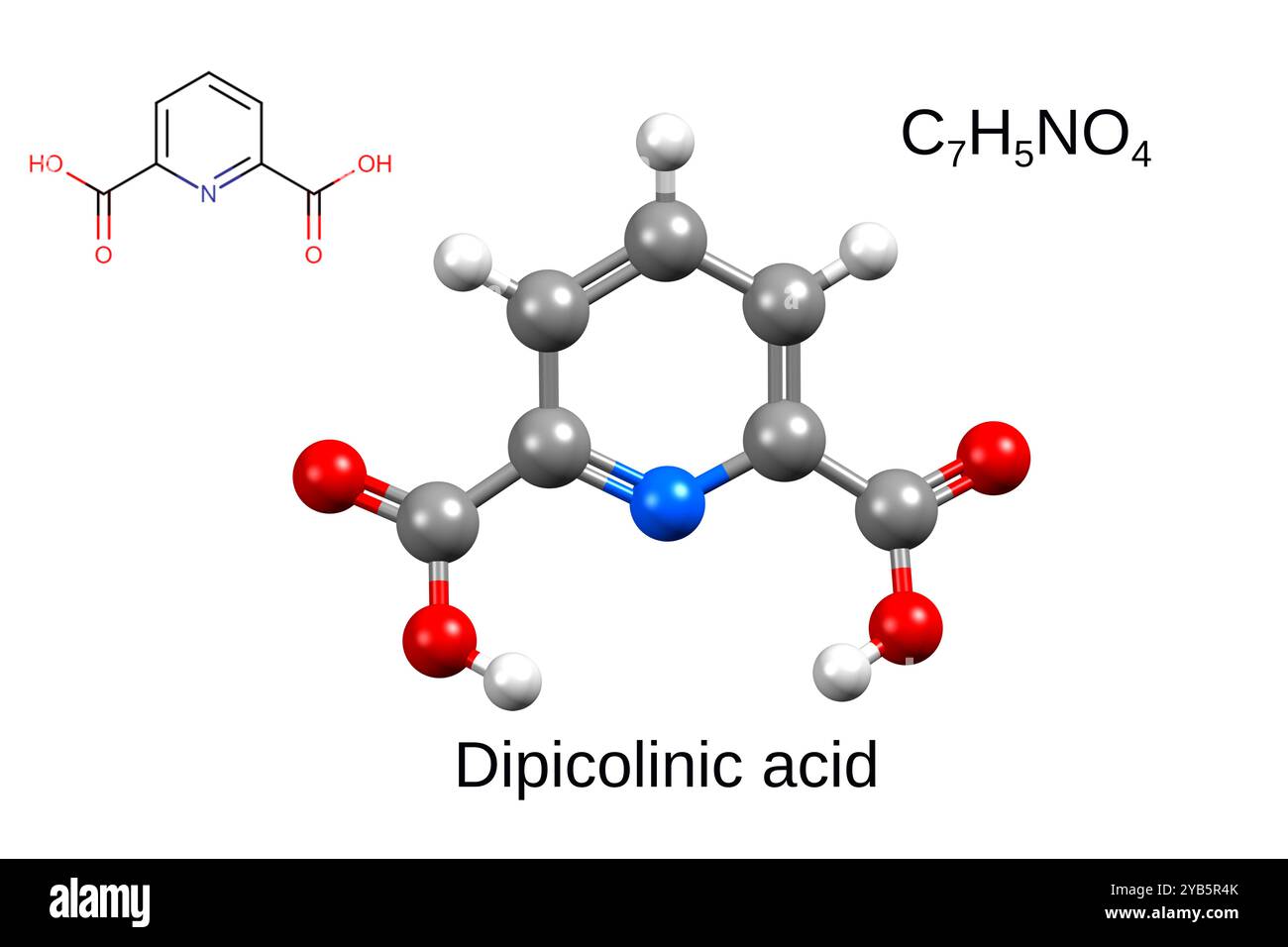 Chemical formula, structural formula and 3D ball-and-stick model of ...
