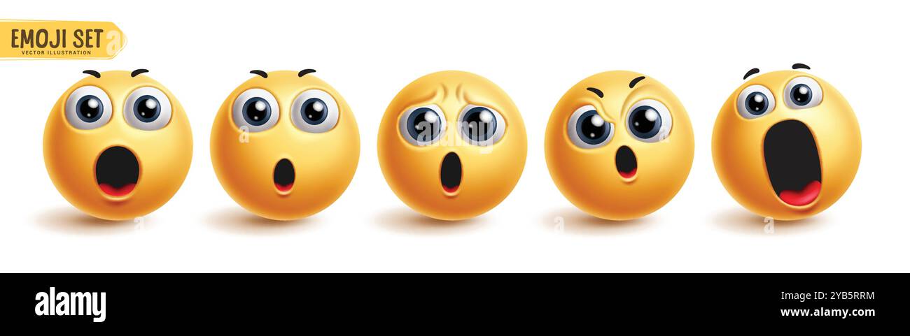 Emoji shock emoticon characters vector set. Emojis emoticons characters ...