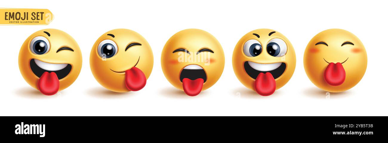 Emojis naughty emoticon characters vector set. Emoji emotions facial ...