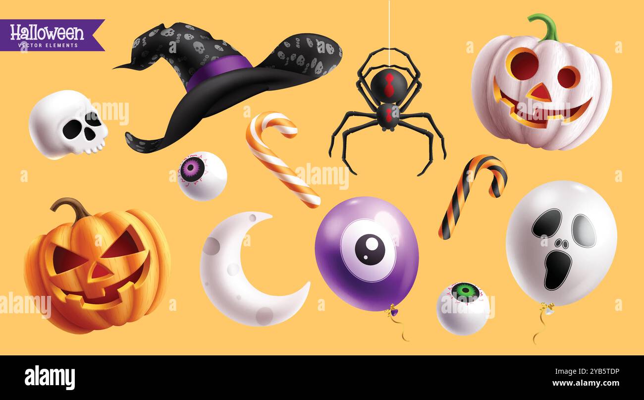 Halloween elements vector set design. Halloween element collection like ...