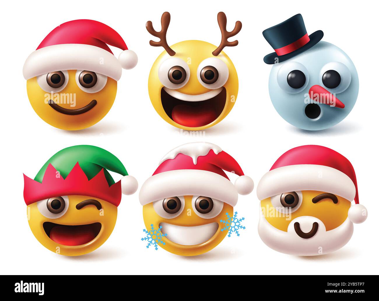 Christmas emoji characters vector set. Christmas emojis and emoticons ...