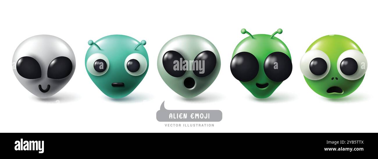 Emojis alien emoticons characters vector set. Emoji emoticons aliens ...