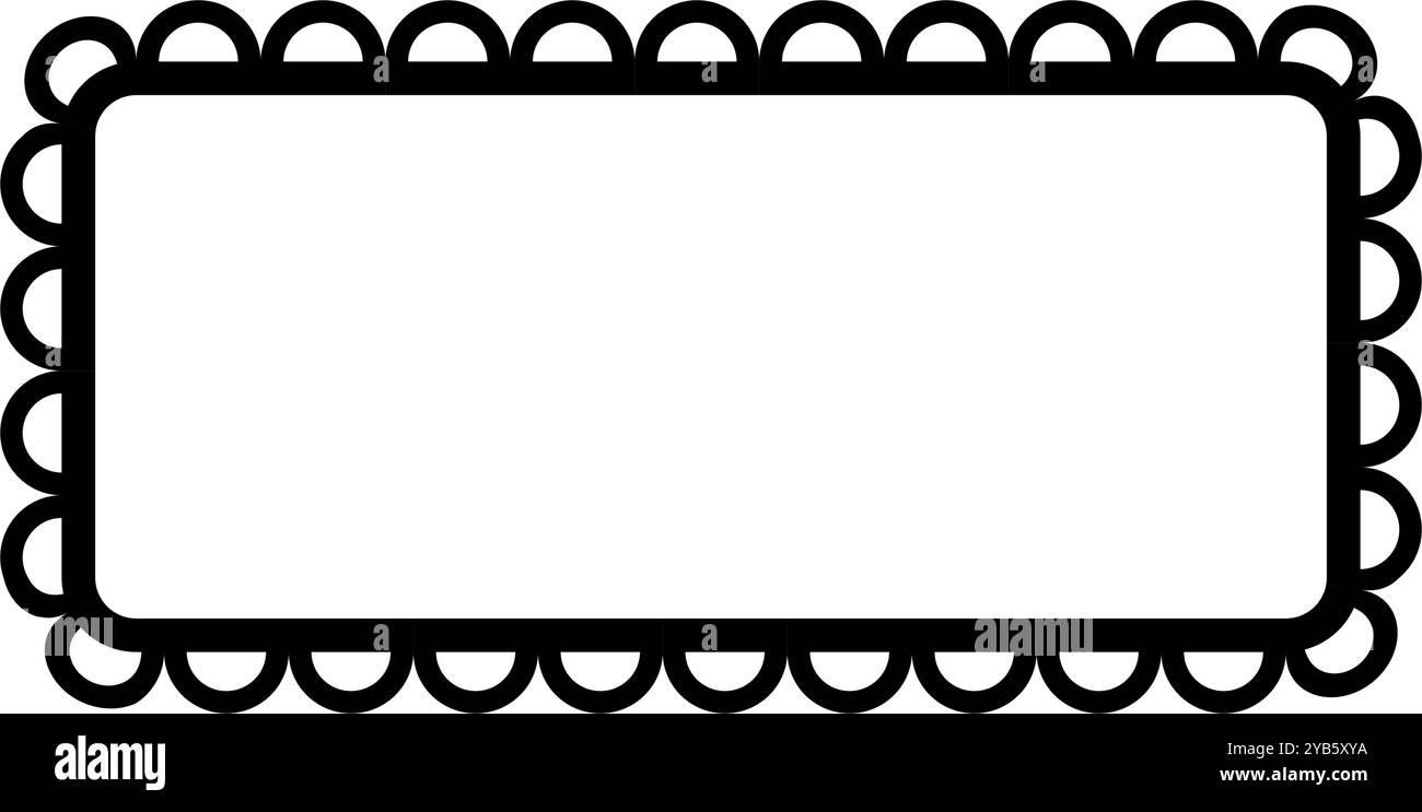 Scalloped edge square frame. Simple rectangle scalloped border. Fabric ...
