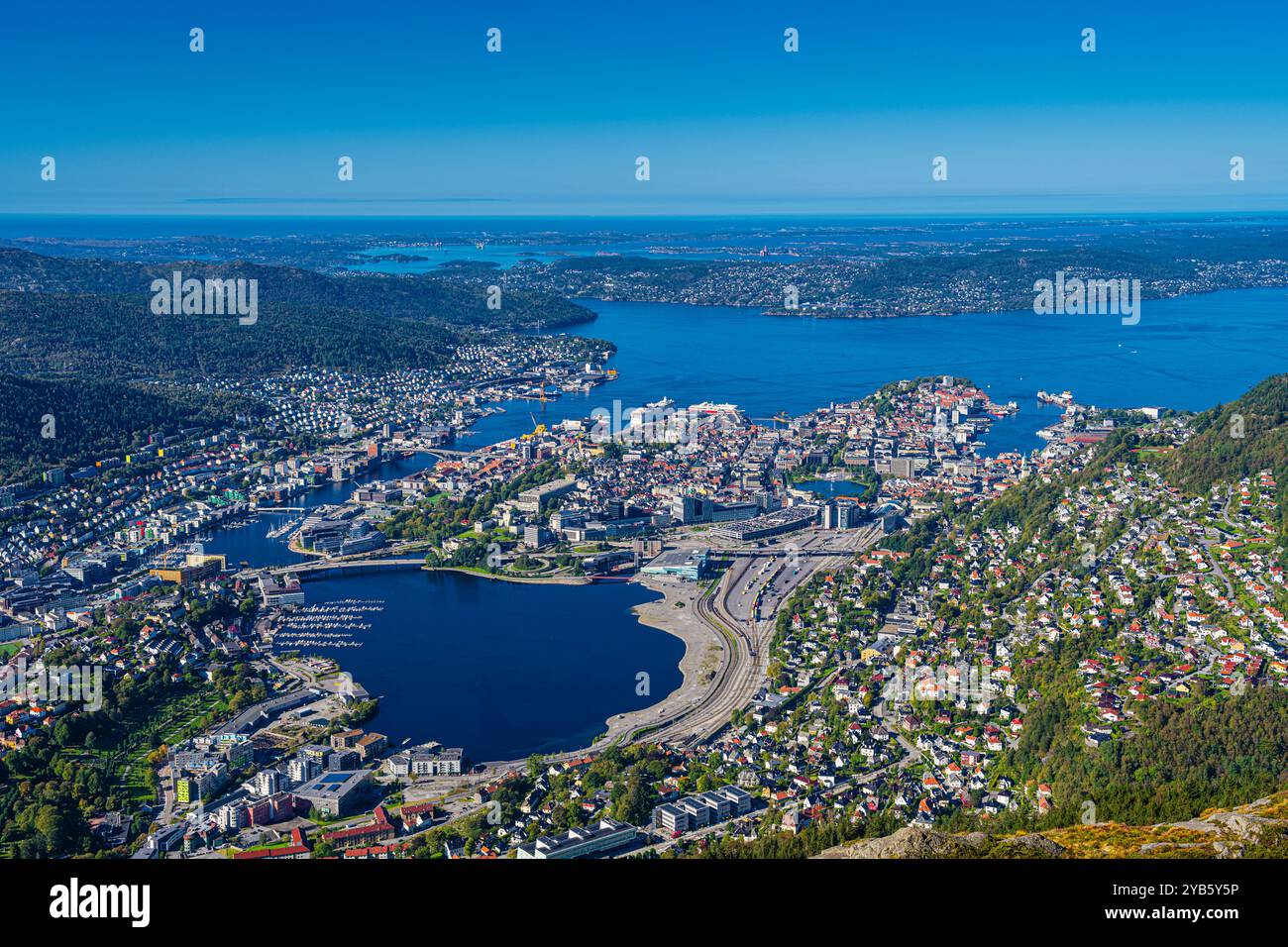 Autumn on Mt Ulriken in Bergen, Western Norway. Ulriken can be reached ...