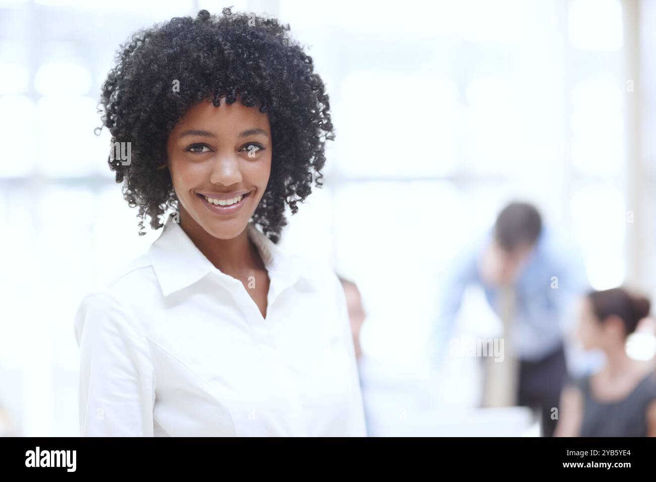Office, meeting and portrait of black woman with smile for finance ...