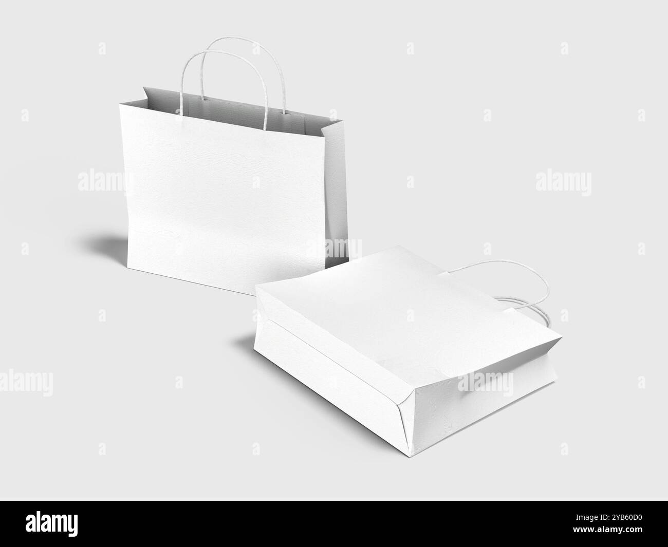 White Blank Eco Paper Shopping Bag Mockup 3D Render Stock Photo - Alamy