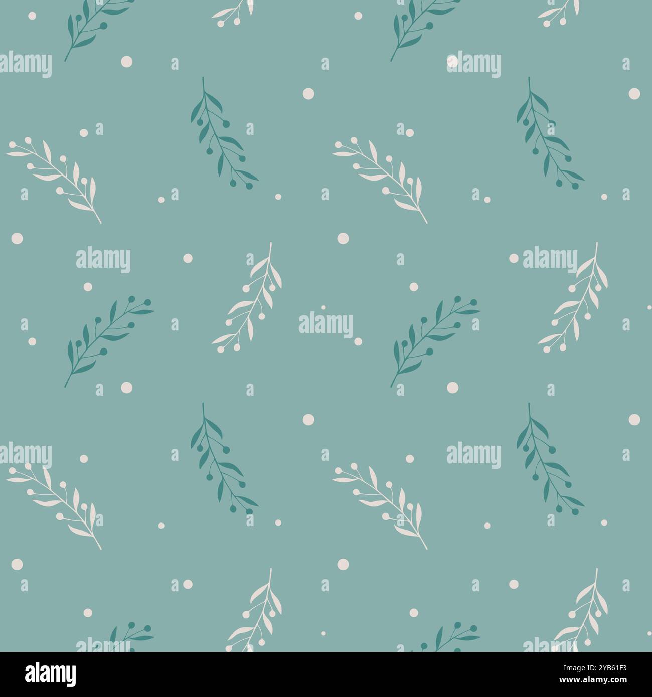 Winter New Year cold pattern with branches, blue and beige branches on ...