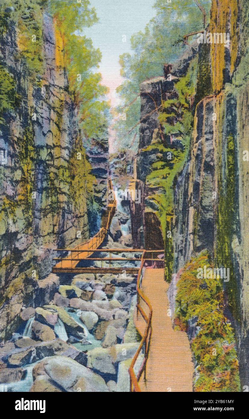 Vintage U.S. postcard of Flume Gorge at the foot of Mount Liberty in ...