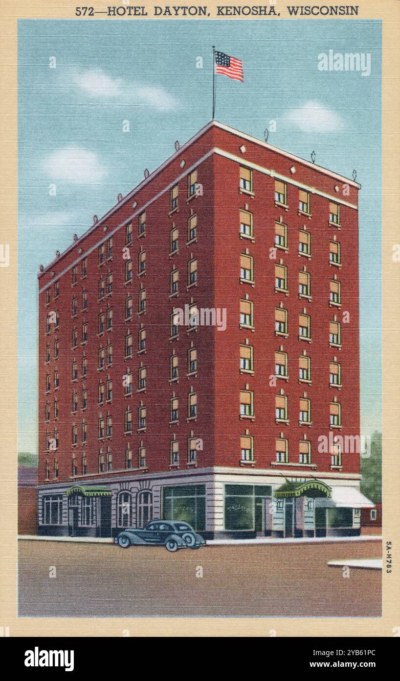 Vintage 1935 U.S. postcard of the Hotel Dayton in Kenosha, Wisconsin ...