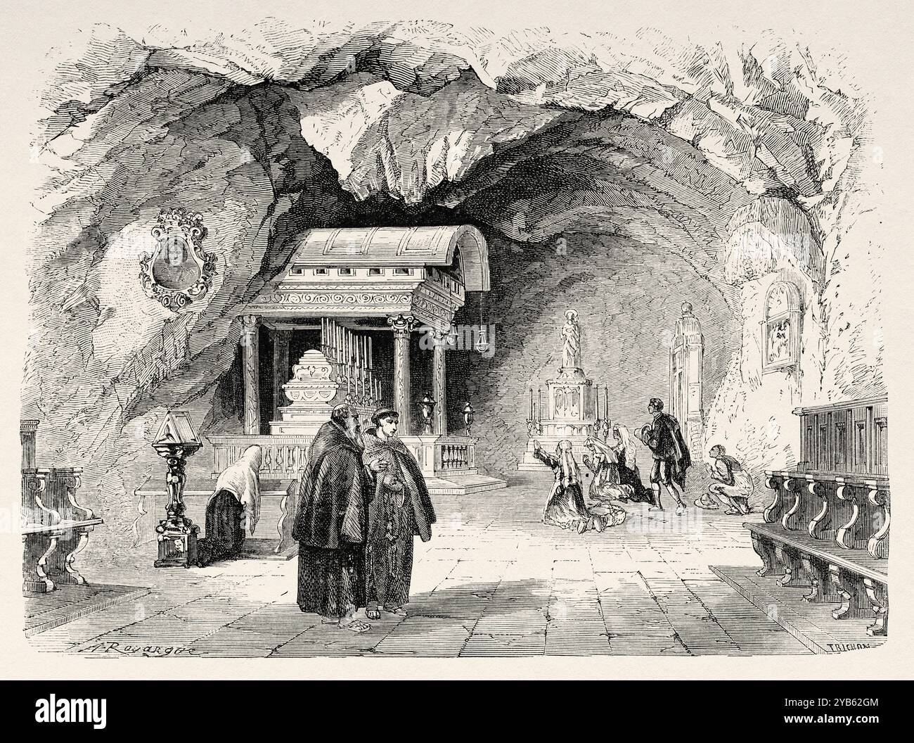 The Sanctuary of Santa Rosalia, Palermo, Italy. Drawing by Adolphe ...