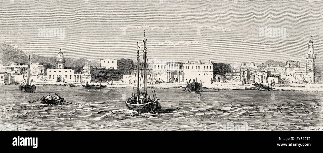 Al Qusayr city. Red Sea coast, eastern Egypt. Drawing by Karl Girardet ...