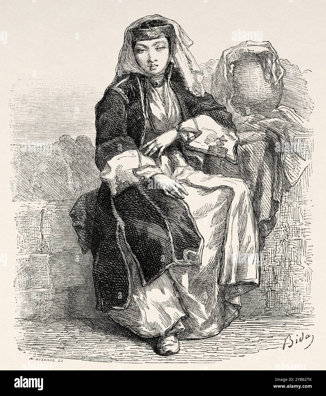 A Jewish woman from Thessaloniki. Greece. Drawing by Alexandre Bida ...