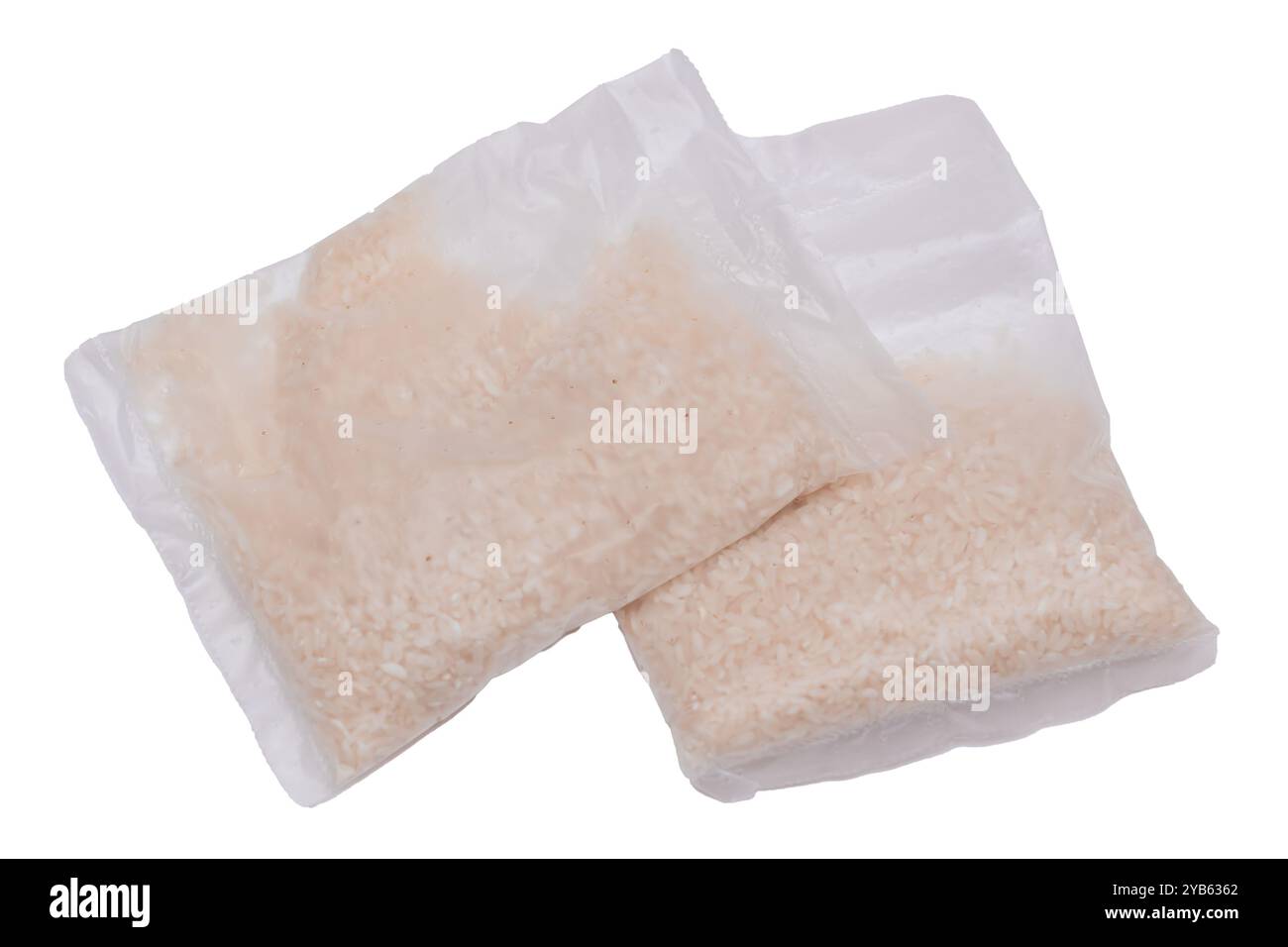 A Plastic Bags of White Long Grain Rice - Isolated on White Background ...