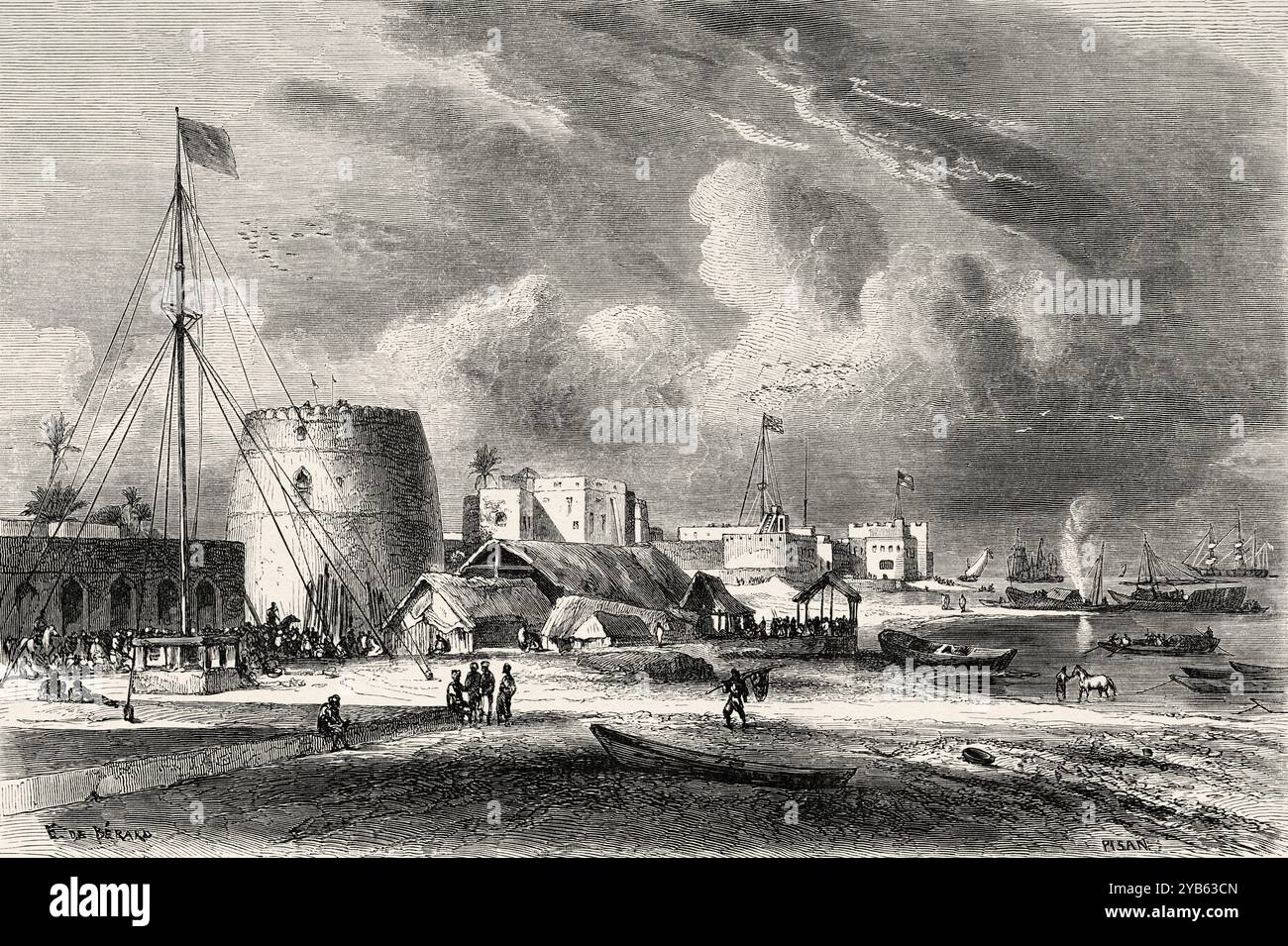 Old port of Zanzibar city, Tanzania. Africa. Drawing by Evremond de ...