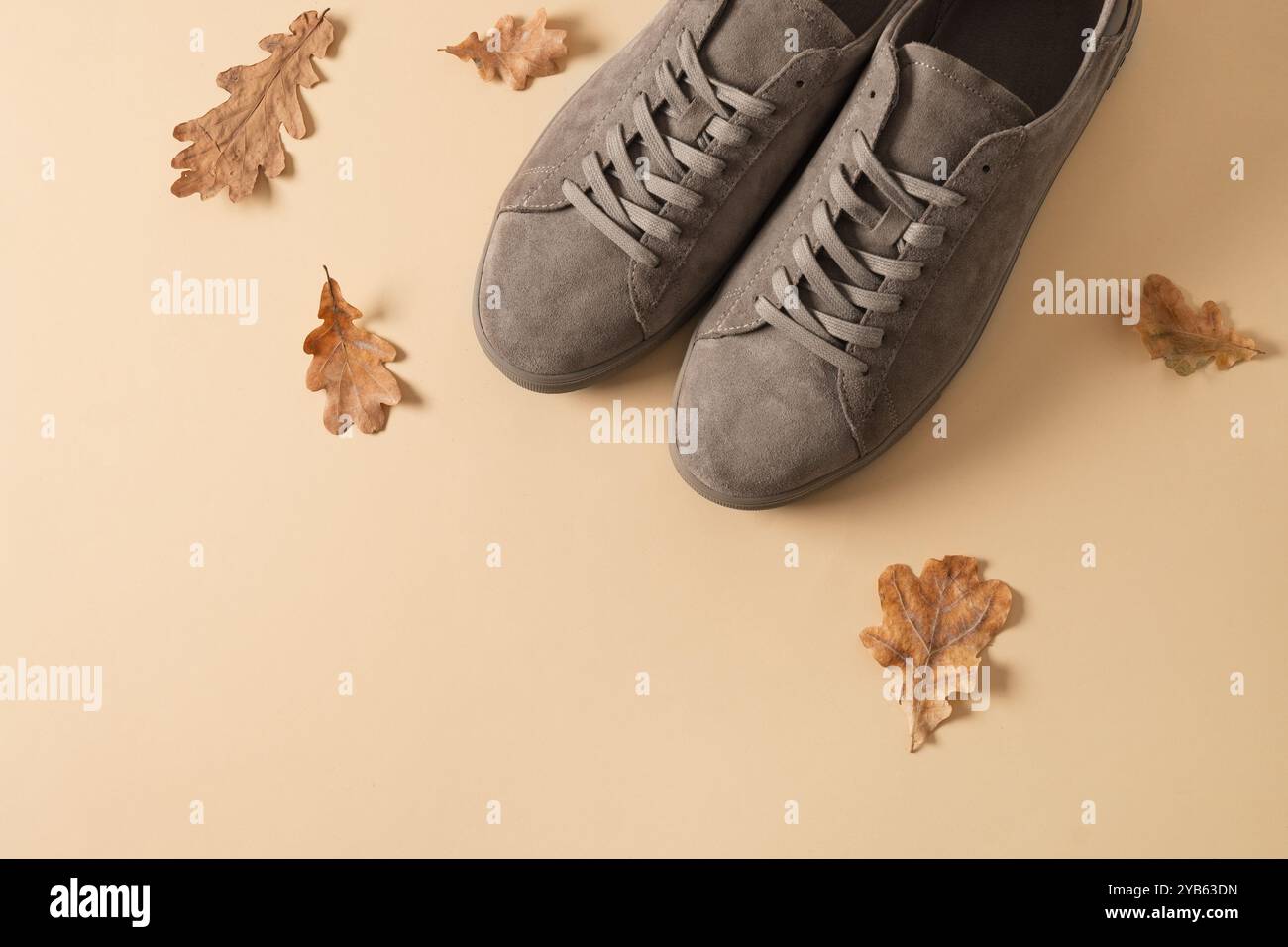 Autumn sale concept. New classic sports men's gray nubuck leather ...
