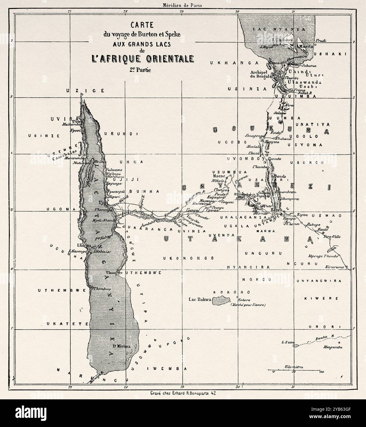 Antique map of Burton and Speke's Journey to the Great Lakes of East ...
