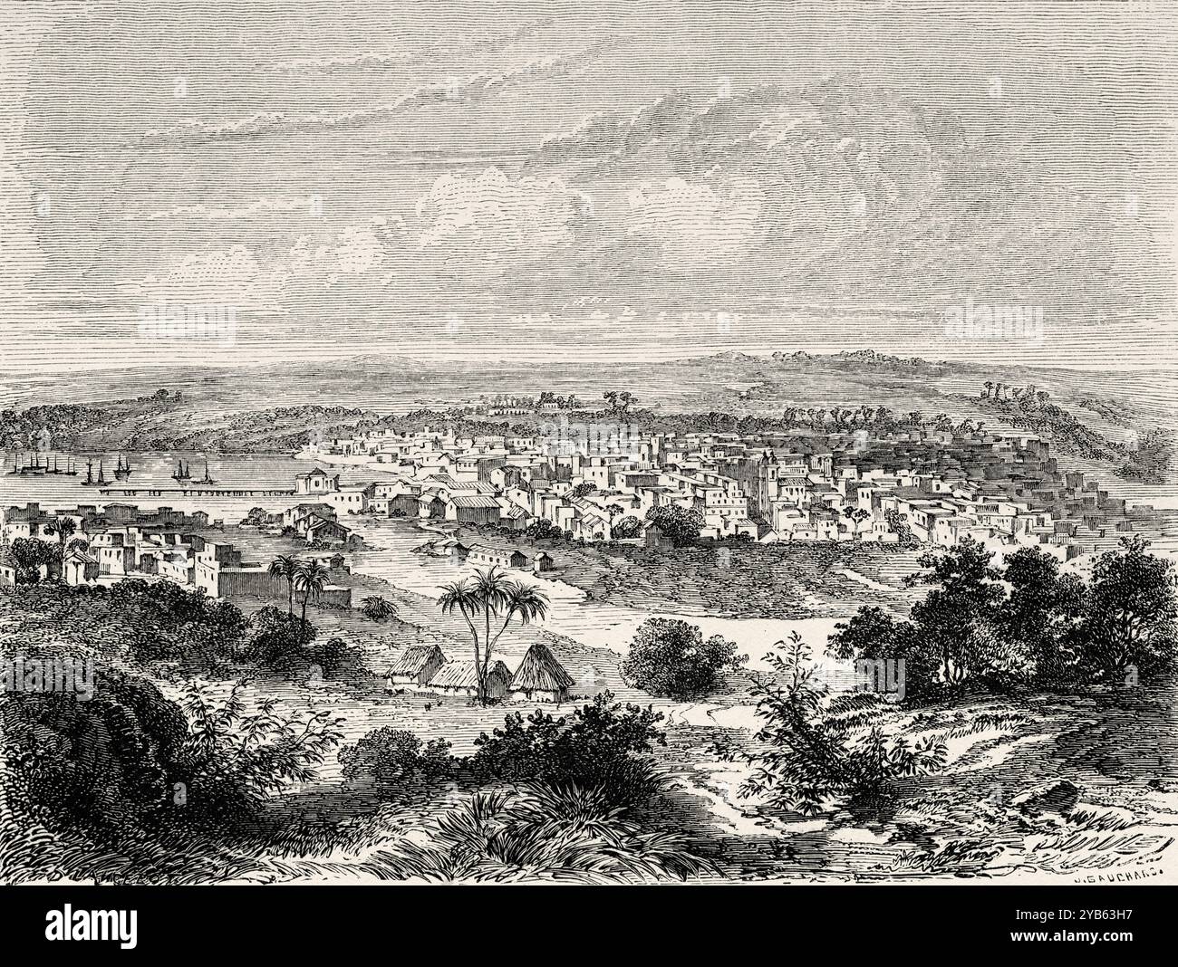 View of Matanzas, Cuba. Antilles of the Caribbean Sea. Drawing by ...