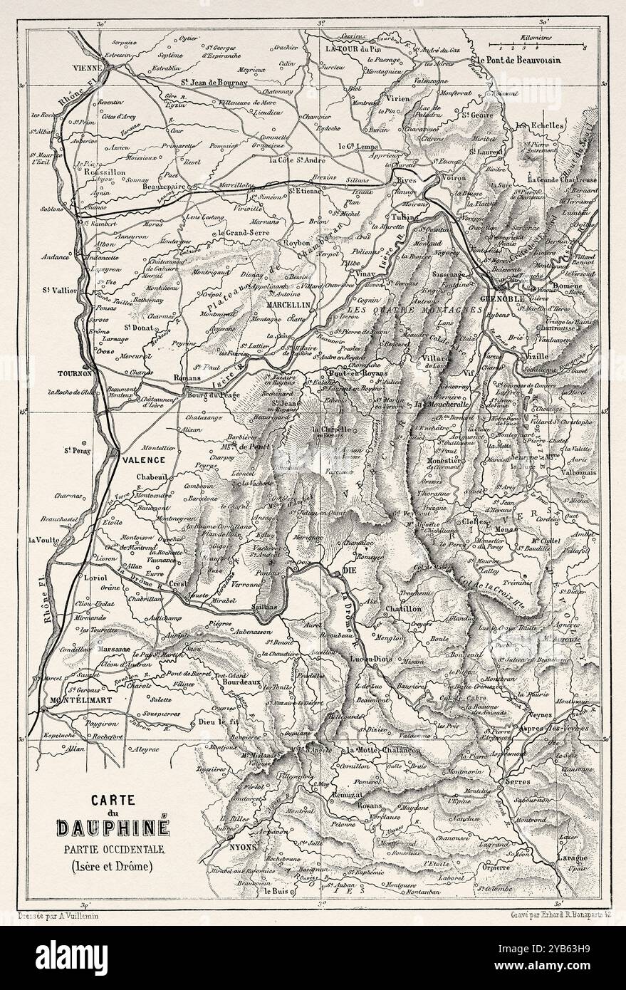 Old map of Dauphine, Isere and Drome. France. Excursions in the ...