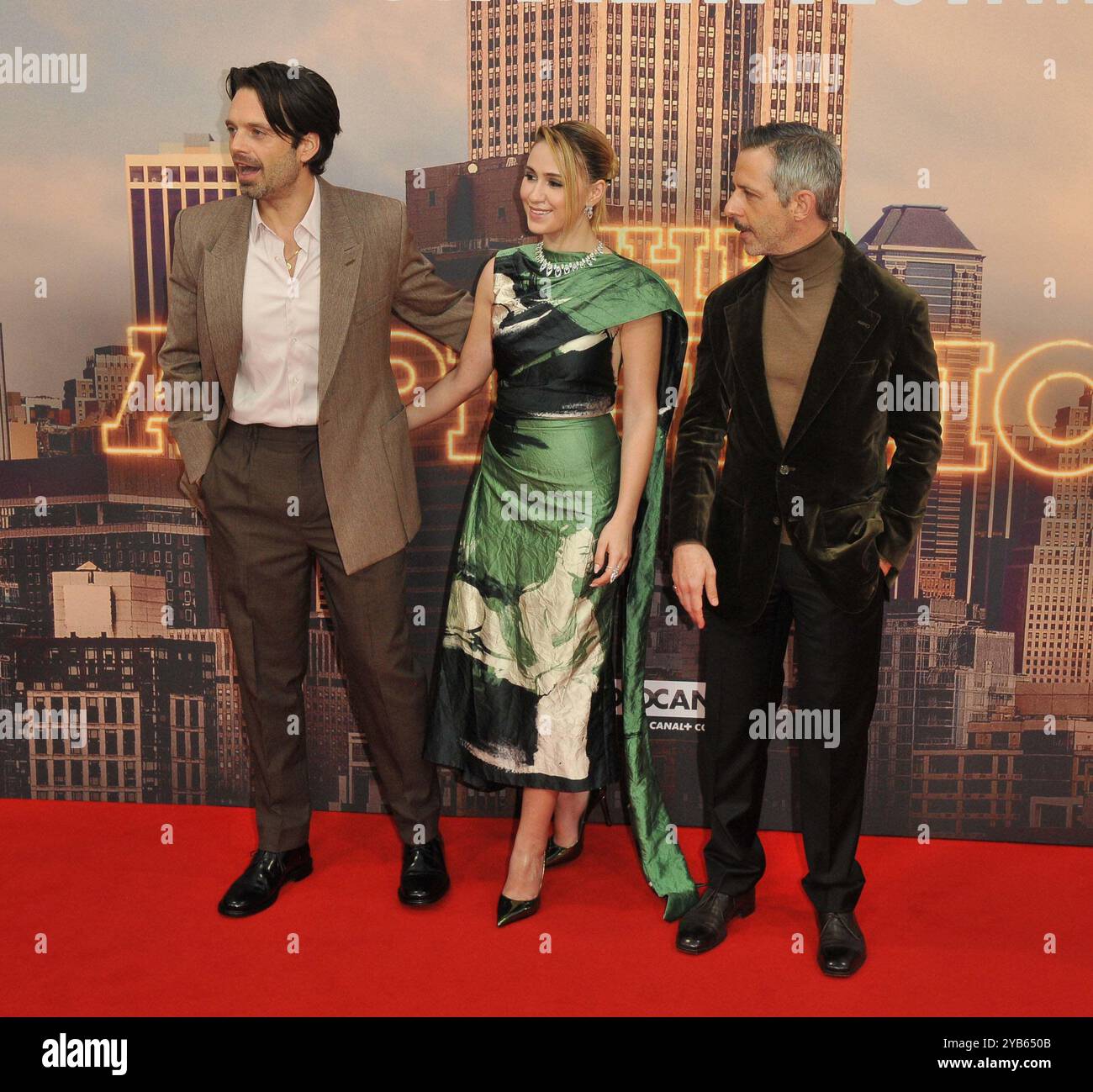 Sebastian Stan, Maria Bakalova, Jeremy Strong at the "The Apprentice" 68th BFI London Film ...