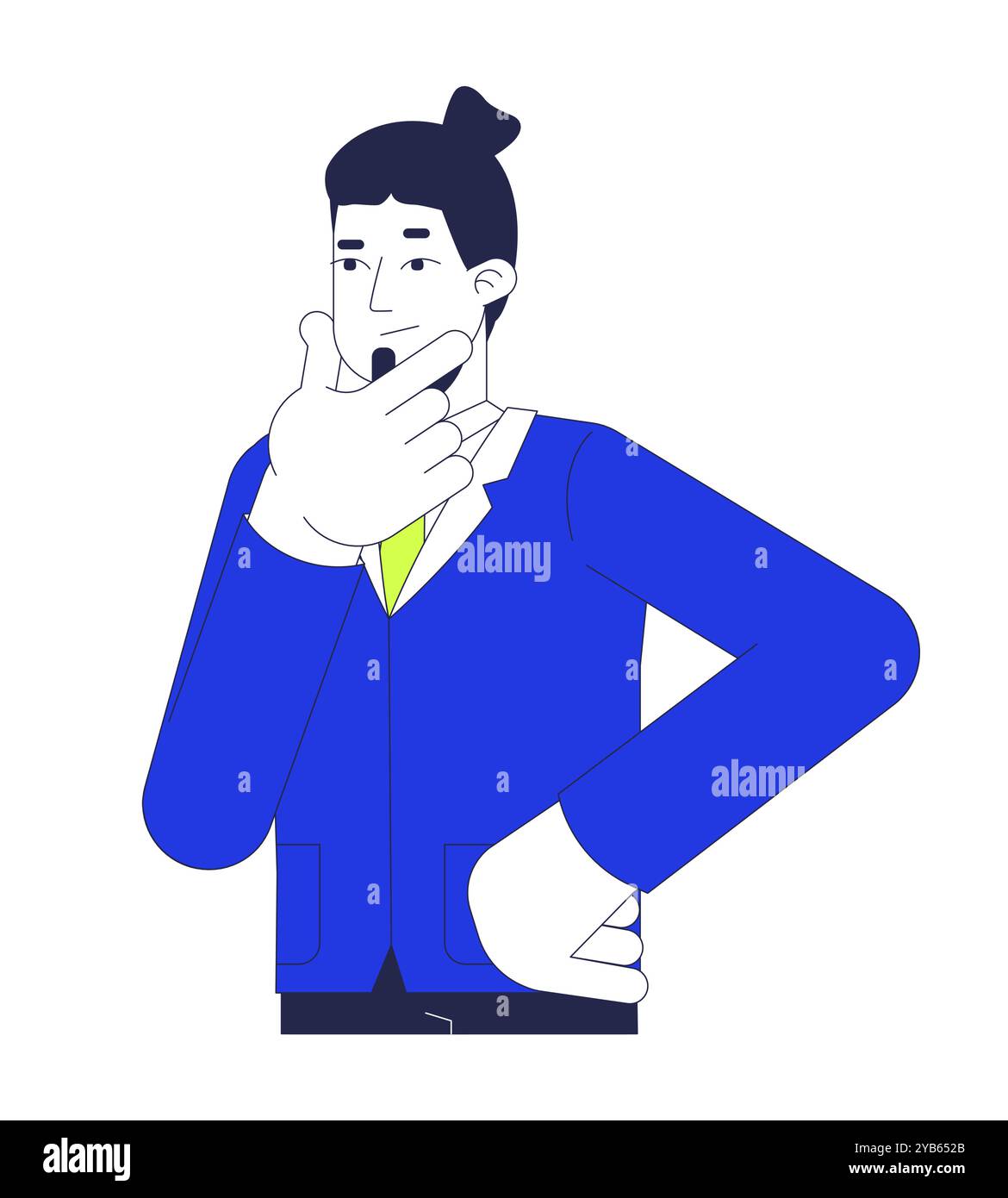 Caucasian male office worker rubbing chin 2D cartoon character Stock ...
