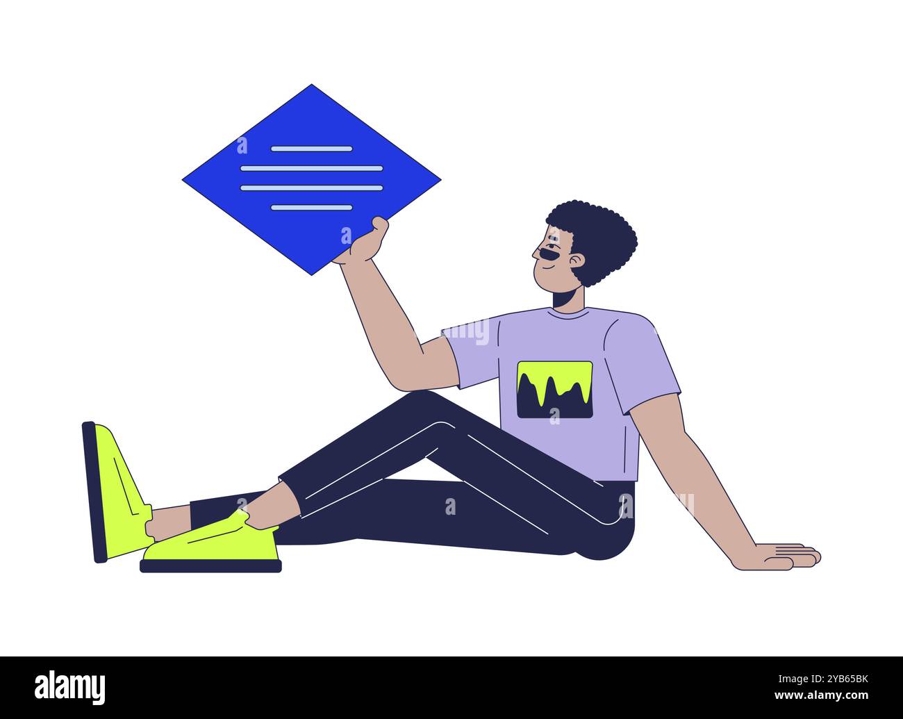 Modern hispanic man holding text block 2D cartoon character Stock ...