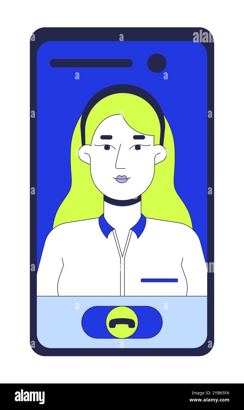 Personal assistant woman on mobile phone screen 2D cartoon object Stock ...