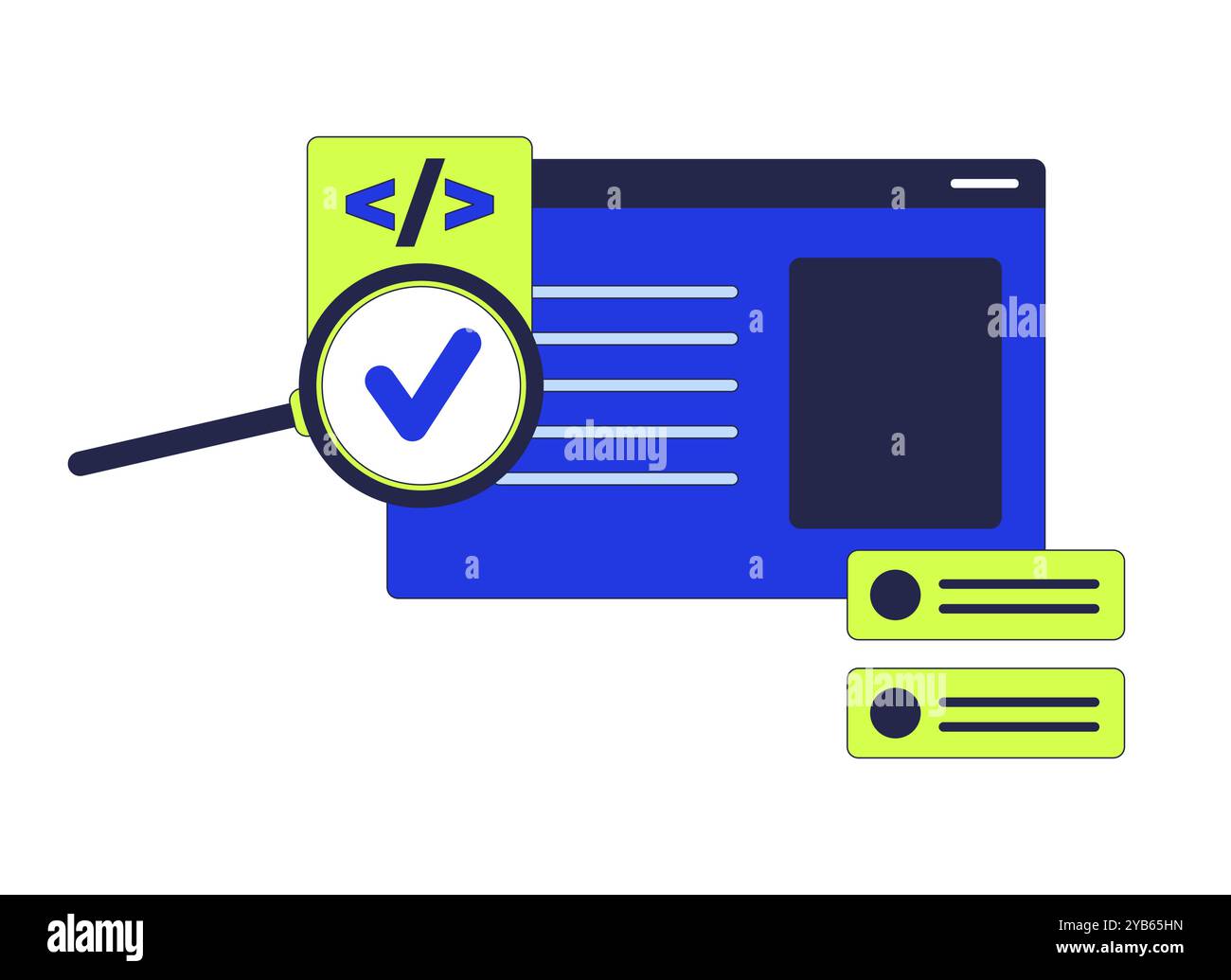 Assessing Programming Code With Loupe 2d Cartoon Object Stock Vector Image And Art Alamy