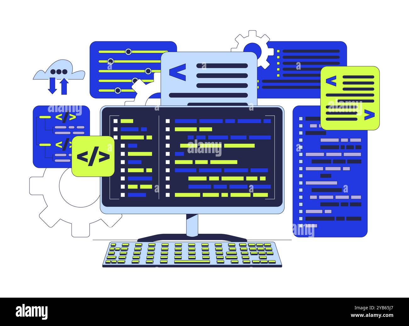 Programming Computing 2d Cartoon Object Stock Vector Image And Art Alamy