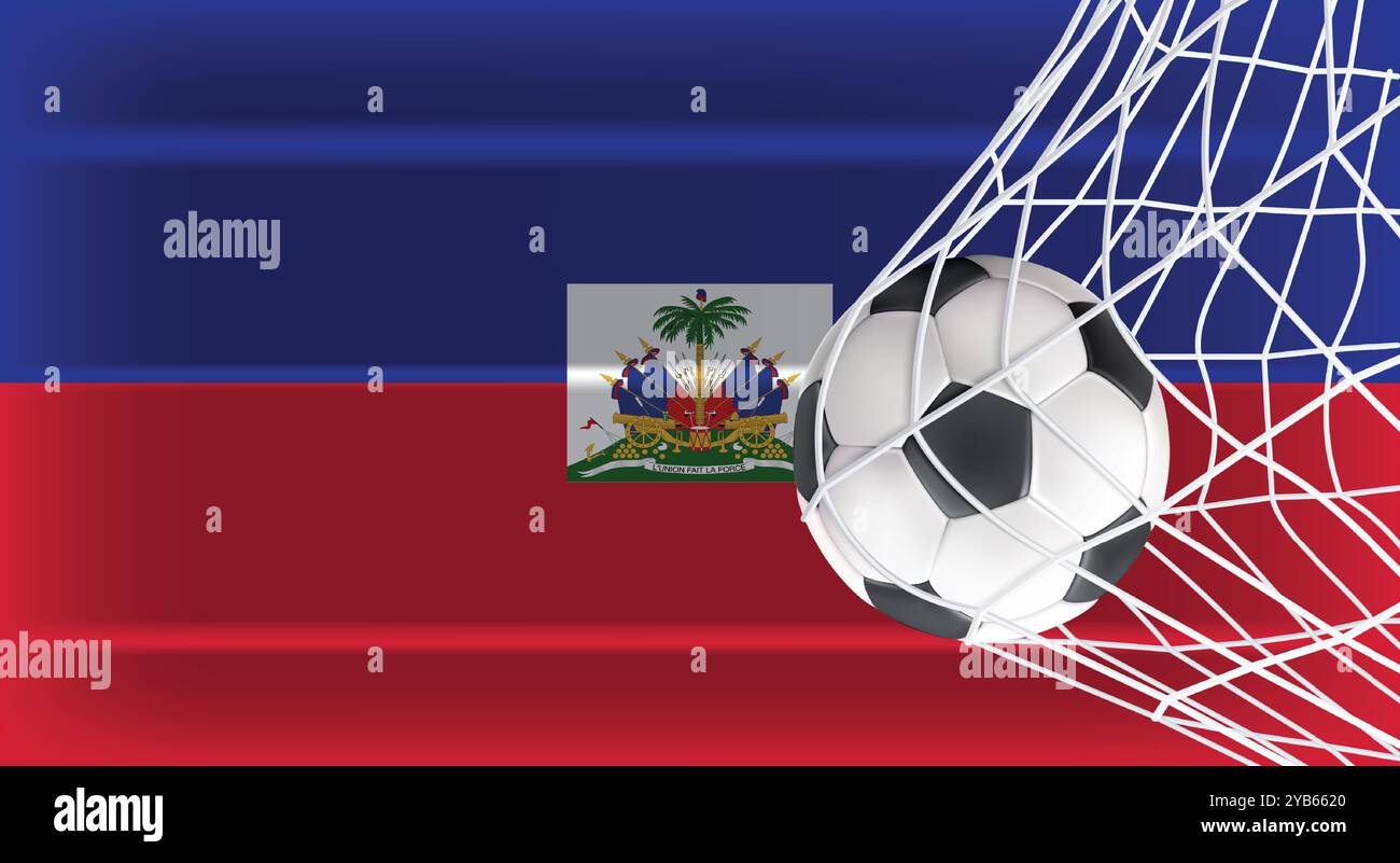 Soccer Football ball in Goal Net Isolated on Haiti Shaded Flag, Sports ...