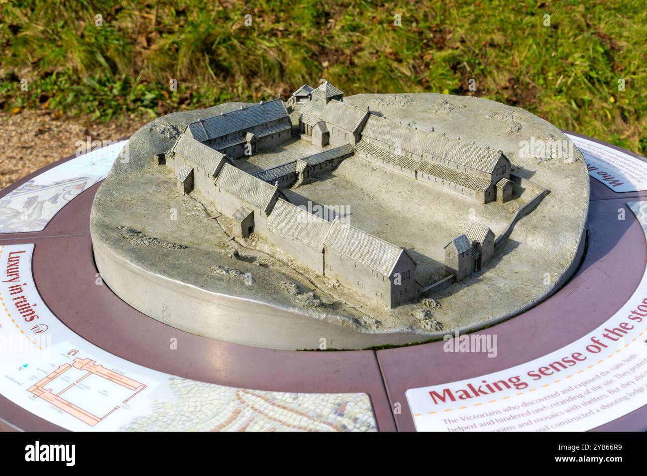 Model of farmstead buildings excavated at Chedworth Roman Villa ...