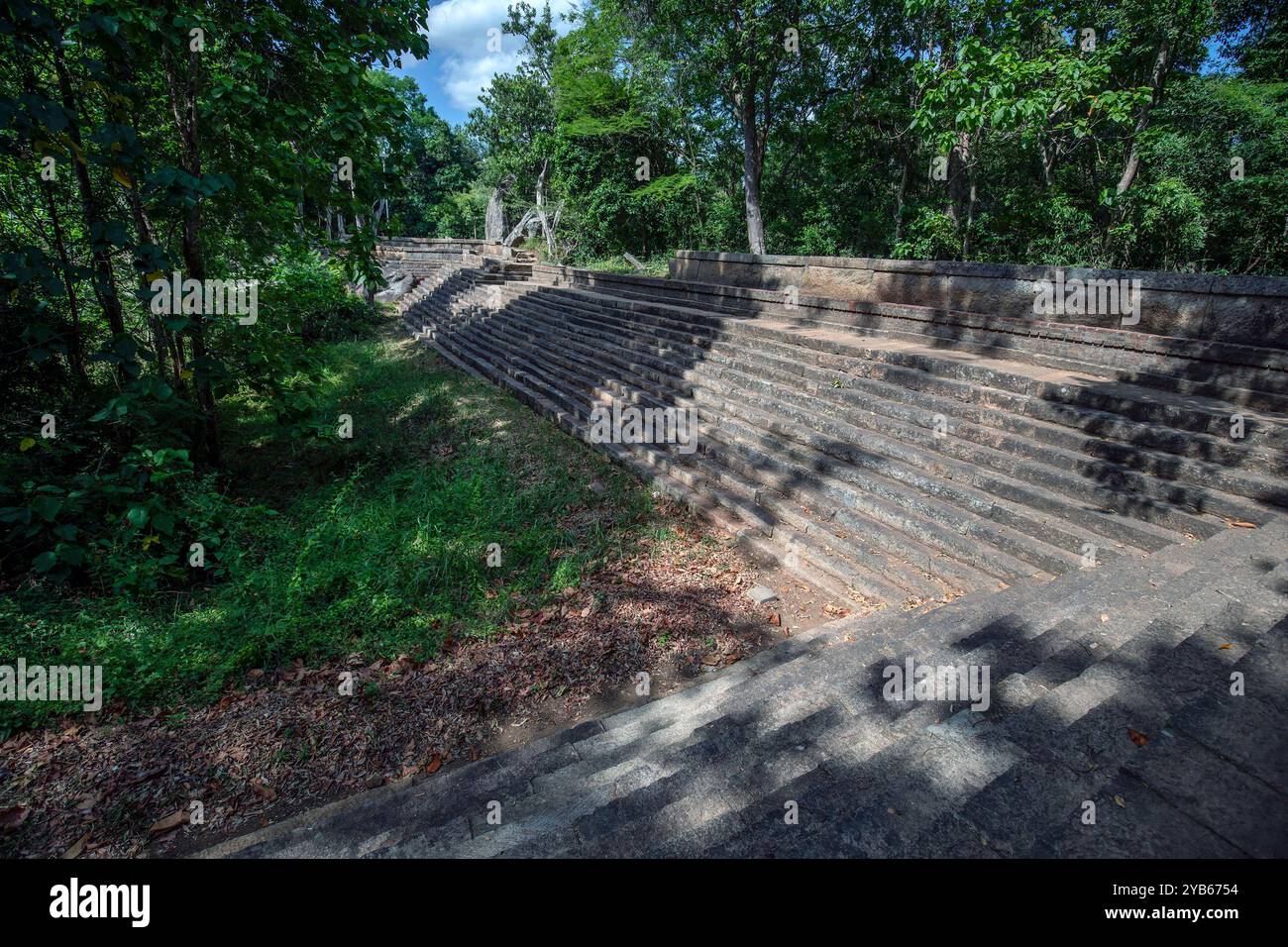 The ruins of the Benda Pokuna or reservoir (tank) walls at the ancient ...