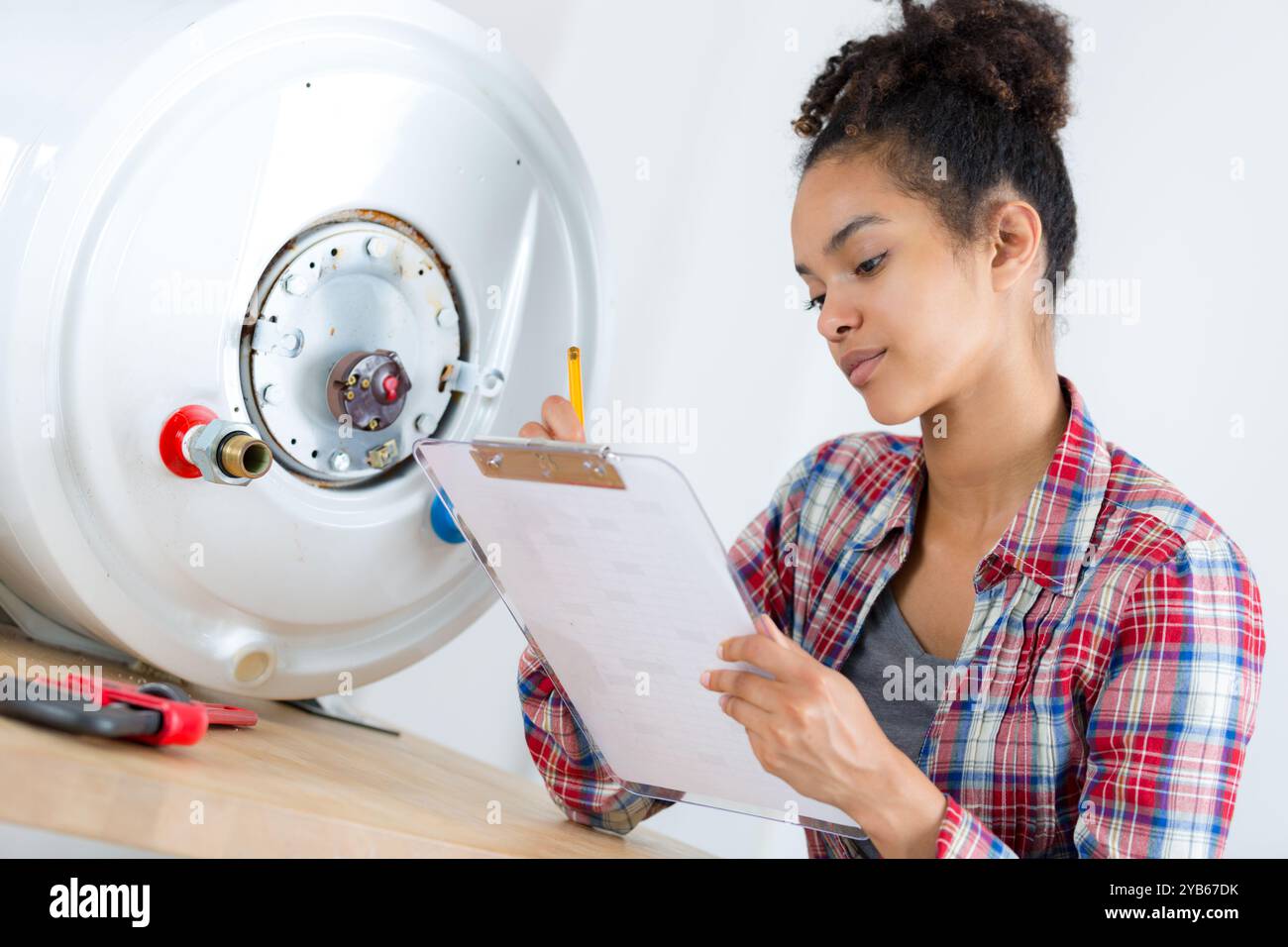 engineer checking the temperature pipes Stock Photo - Alamy