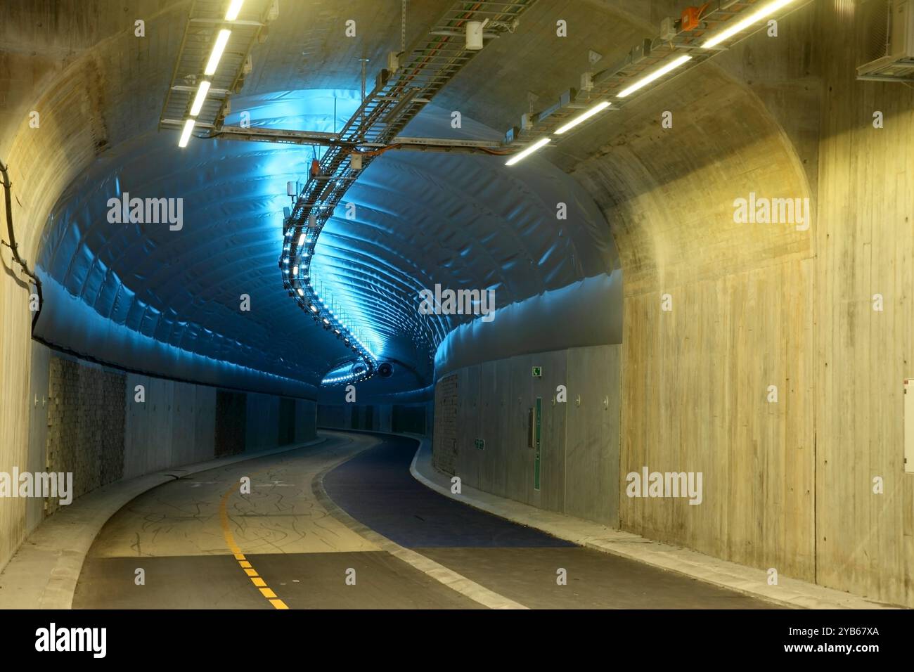 Entrance to the 3km long Fyllingsdalen bike tunnel, Bergen, Norway, the ...