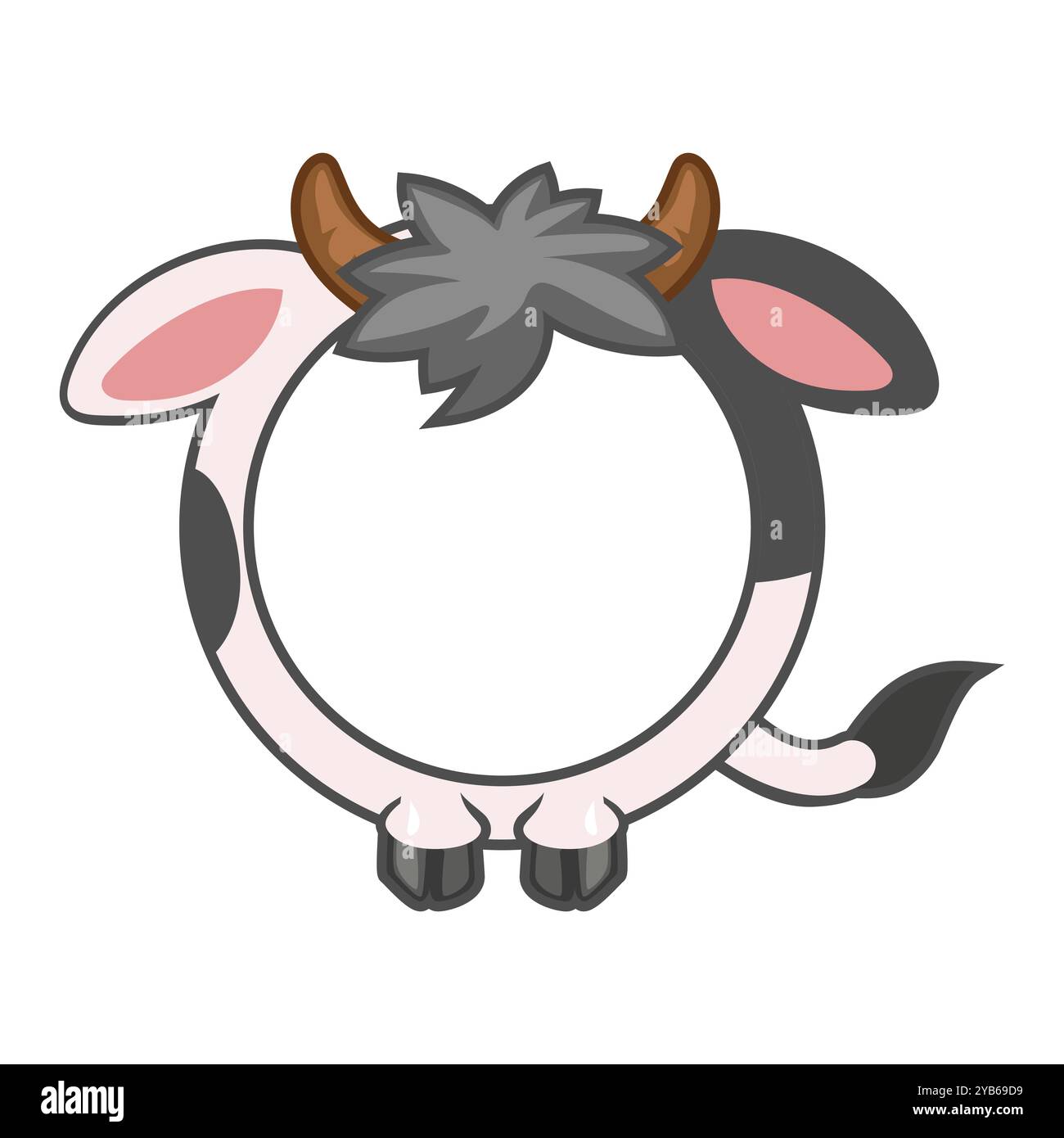 Round cow frame, cartoon avatar for ui games. Empty animal frame for ...