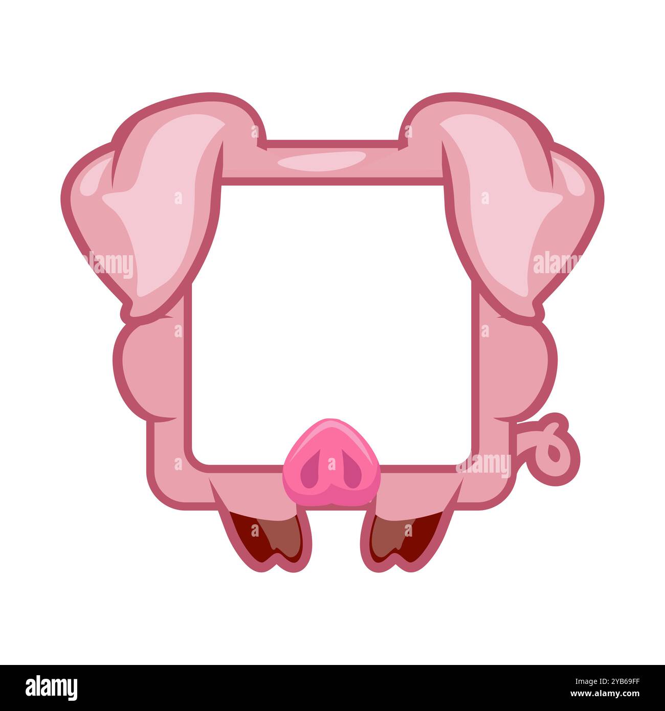 Square pig frame, cartoon avatar for ui games. Empty animal frame for ...