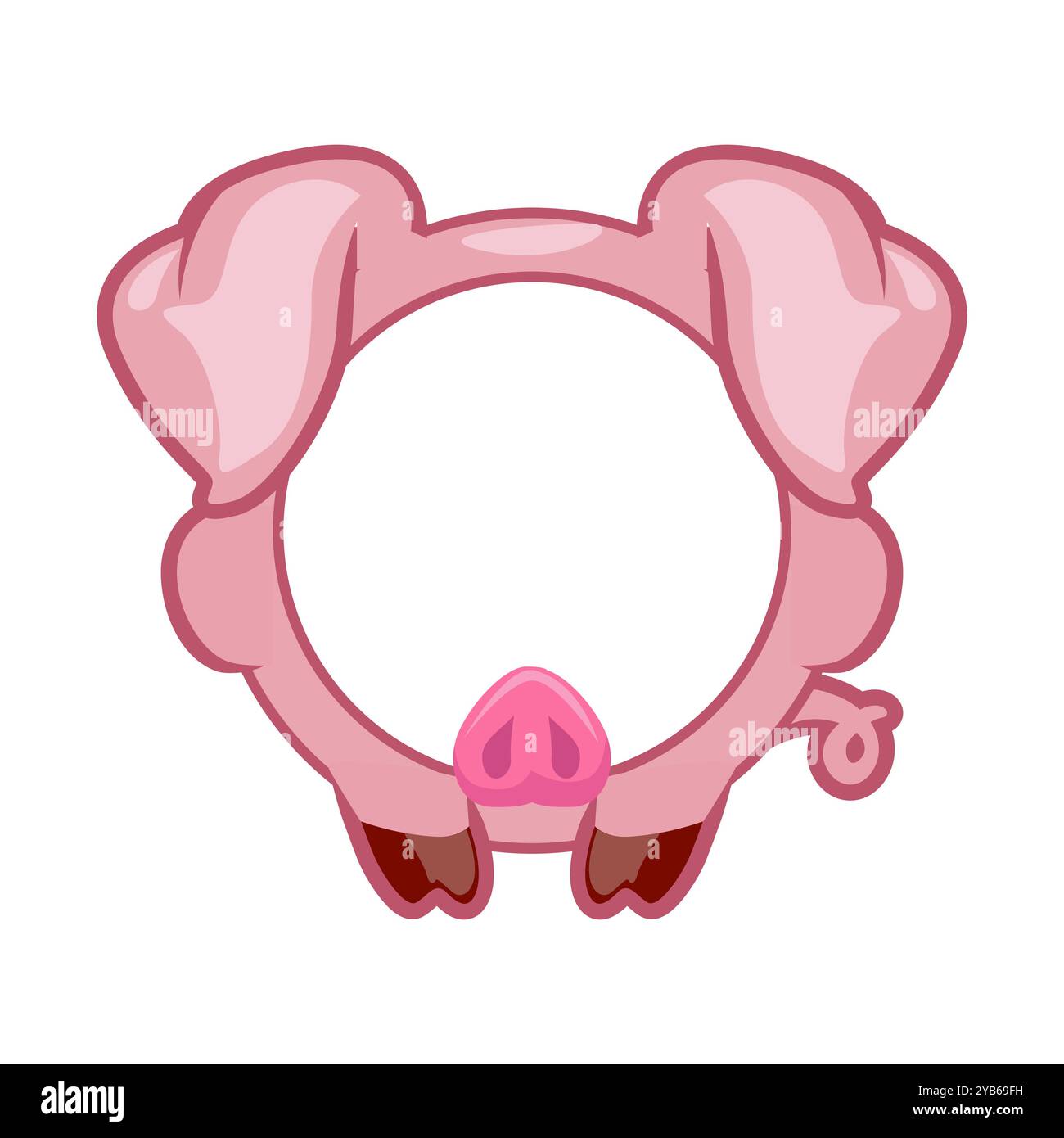 Round pig frame, cartoon avatar for ui games. Empty animal frame for ...