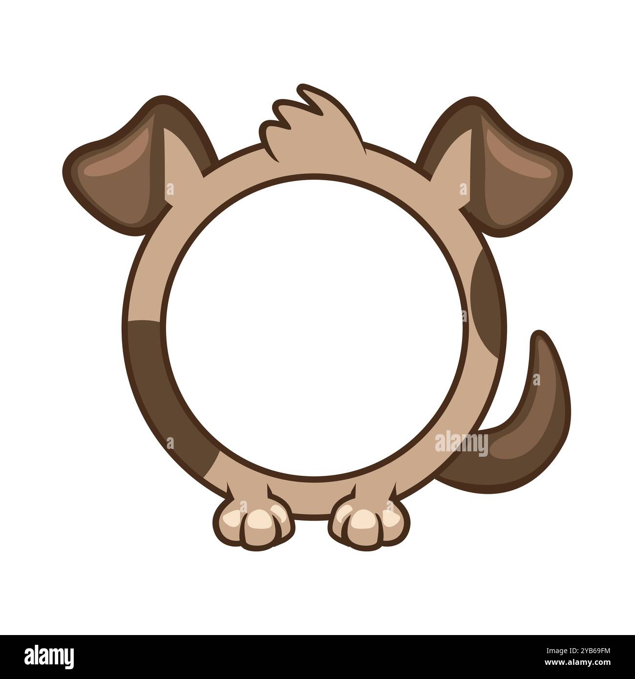 Round dog frame, cartoon avatar for ui games. Empty animal frame for ...
