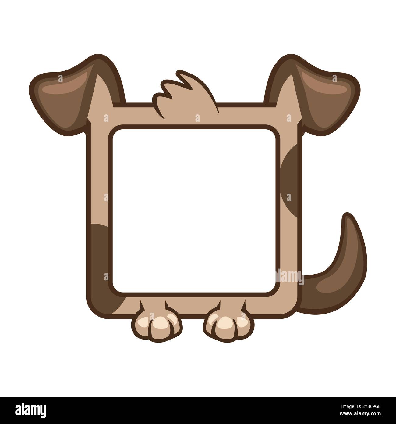 Square dog frame, cartoon avatar for ui games. Empty animal frame for ...