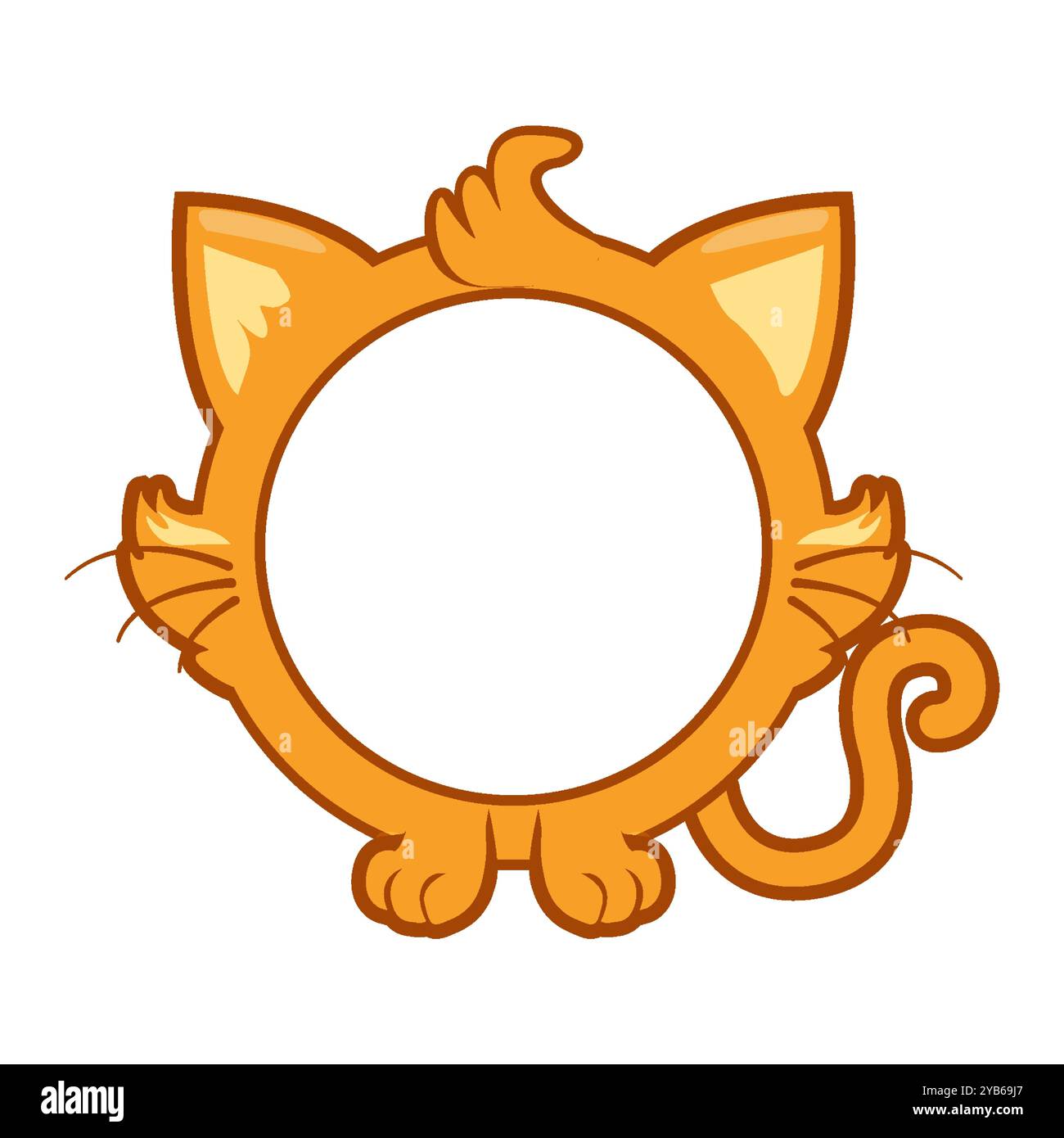 Round cat frame, cartoon avatar for ui games. Empty animal frame for ...