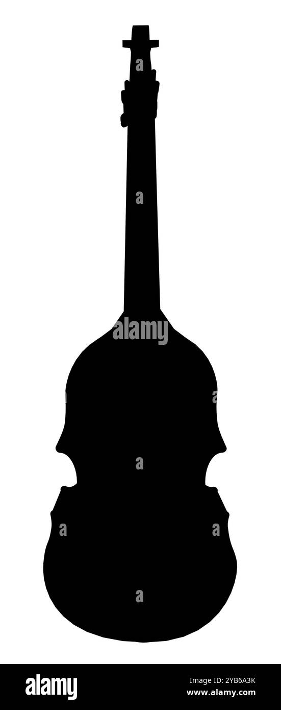 ilhouette with a double bass, string instrument Stock Photo - Alamy