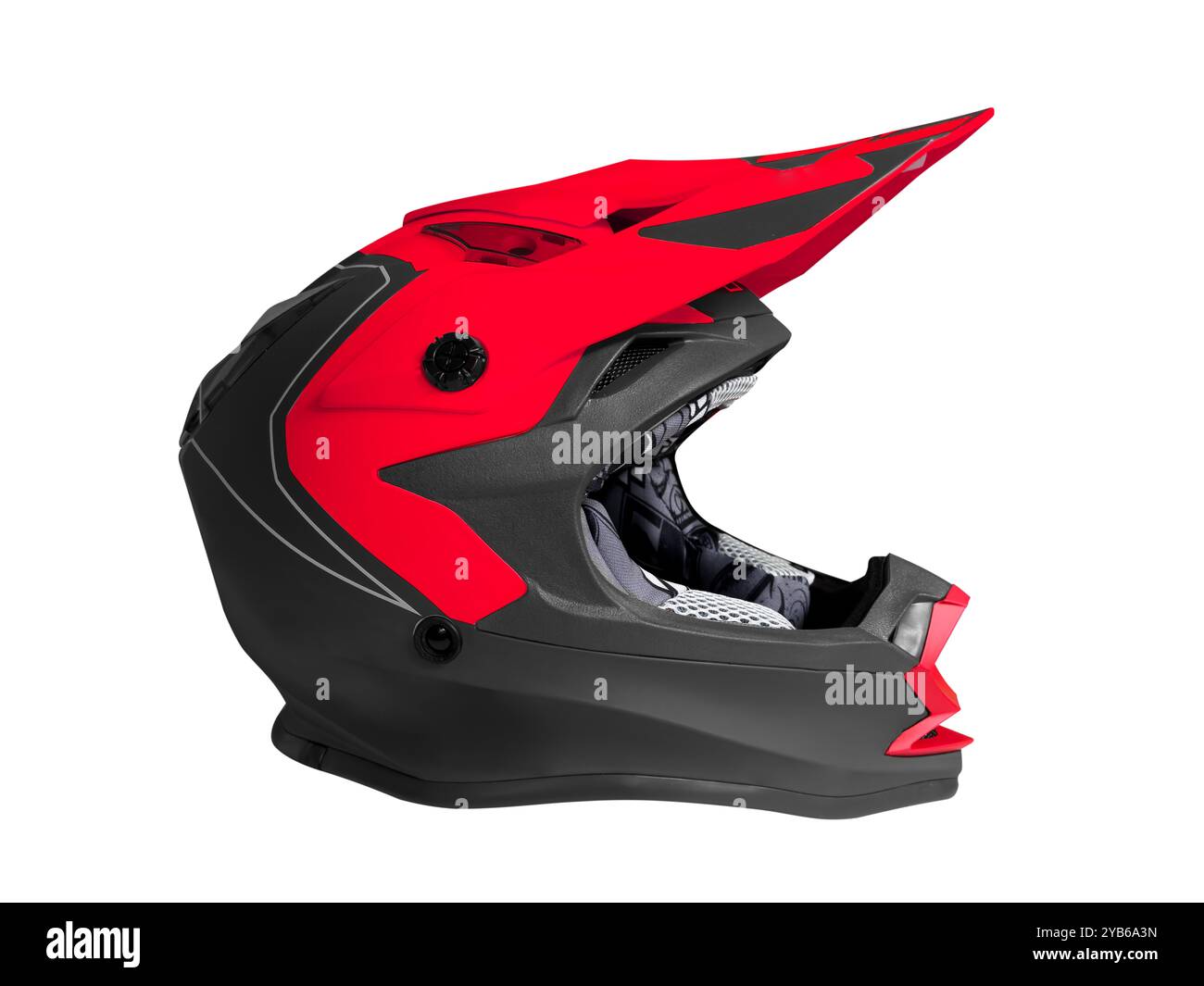 Offroad motocross helmet isolated on white background. Side view of ...