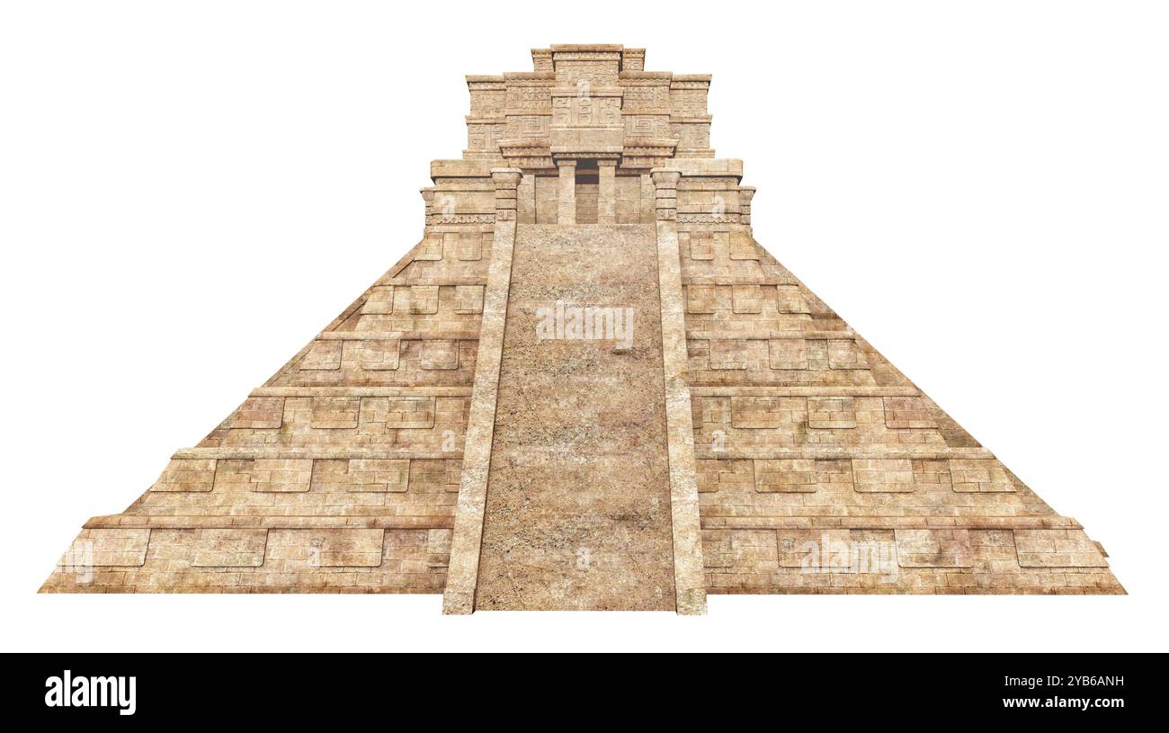 Mayan temple isolated on white background Stock Photo - Alamy