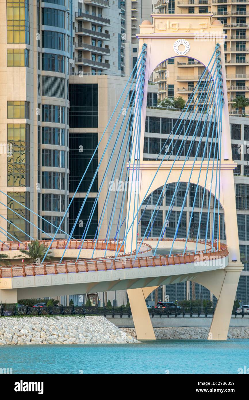 Gewan bridge in the entrance of Pearl Qatar residential area Stock ...