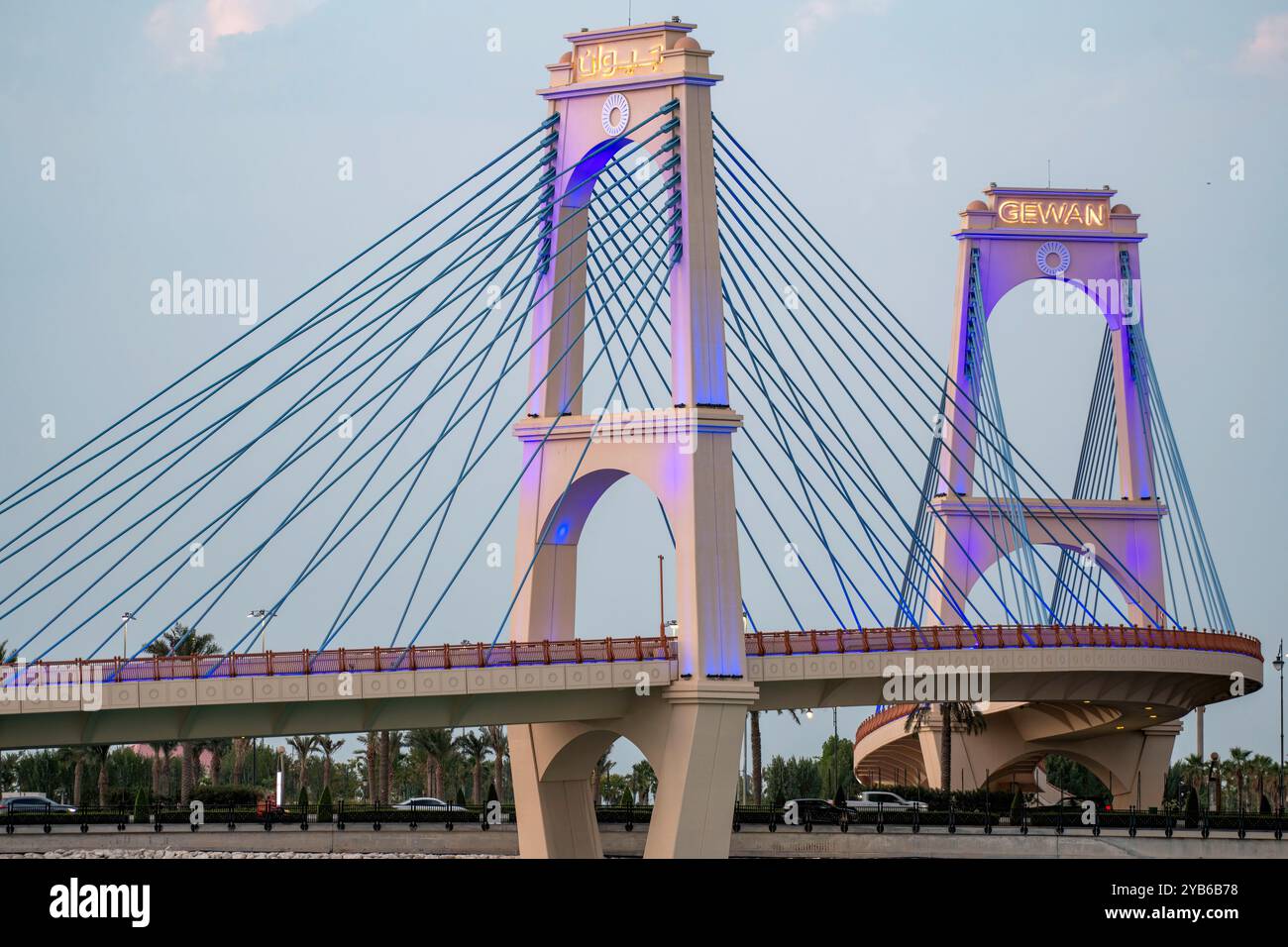 Gewan bridge in the entrance of Pearl Qatar residential area Stock ...